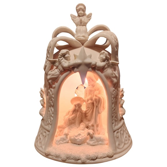 Holiday | Vtg Porcelain Nativity Bell Light Angel Christmas Decor ...